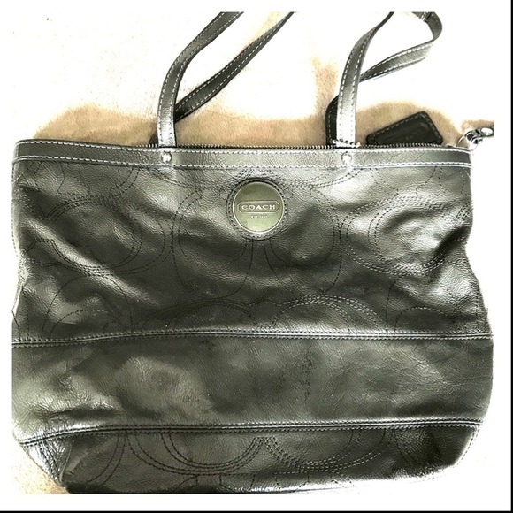 Coach | Bags | Coach Metallic Gray Handbag | Poshmark